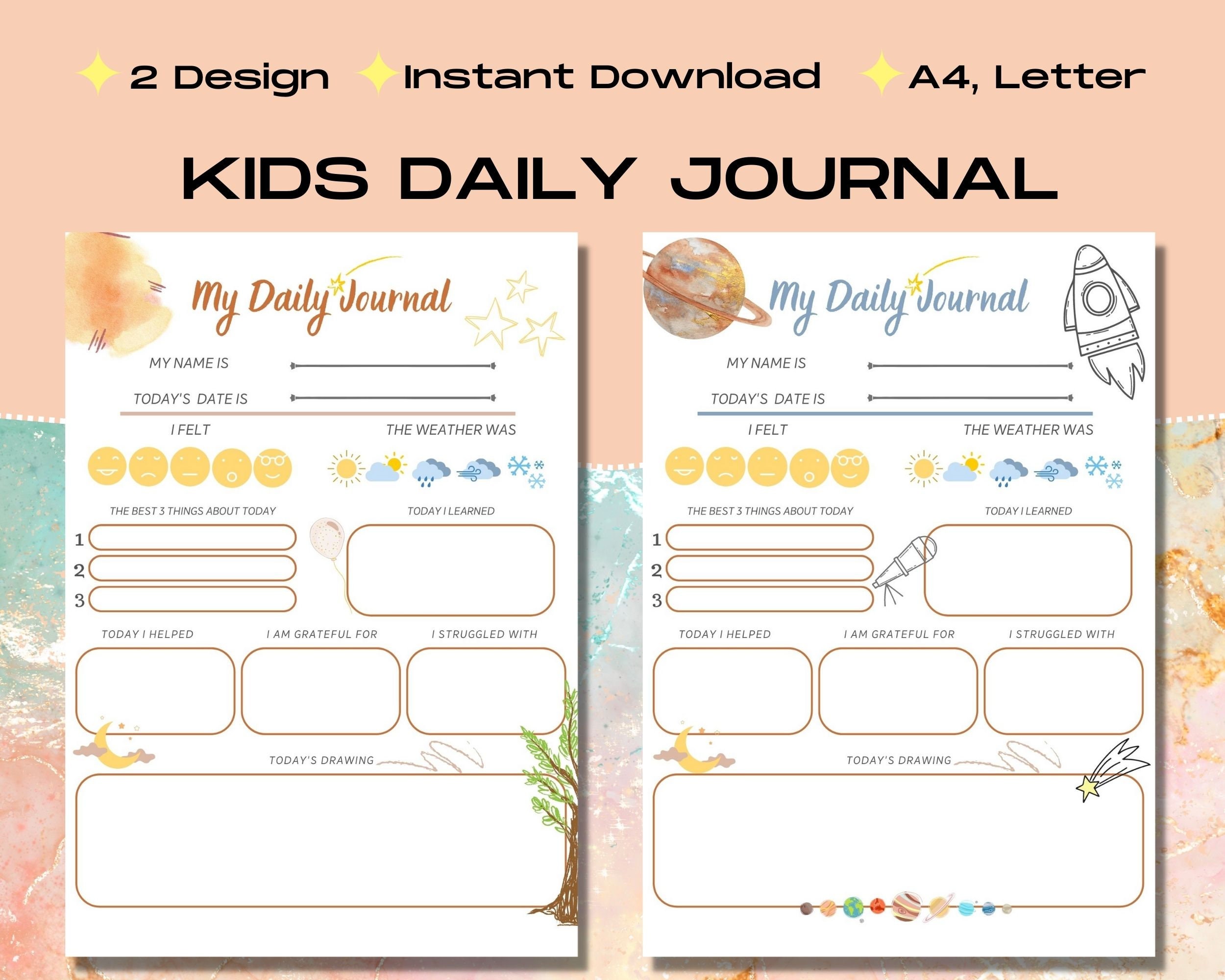 Kids Daily Journal Printable | Journal for Kids | Kids Activity Drawing ...