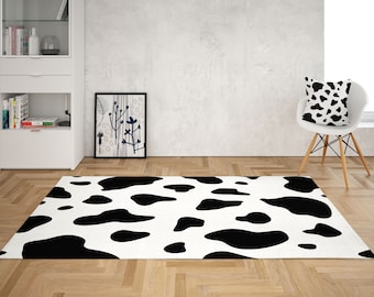 Round Cow Print Rug - Etsy
