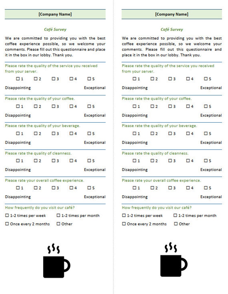 Restaurant Café Survey | MS Editable Word Template | Customer Feedback ...