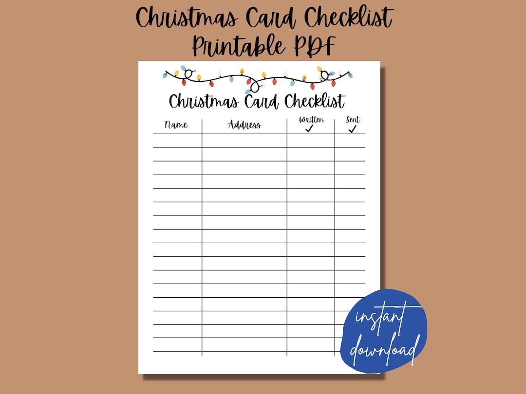 Christmas Card Tracker Printable L Christmas Card List L PDF L - Etsy