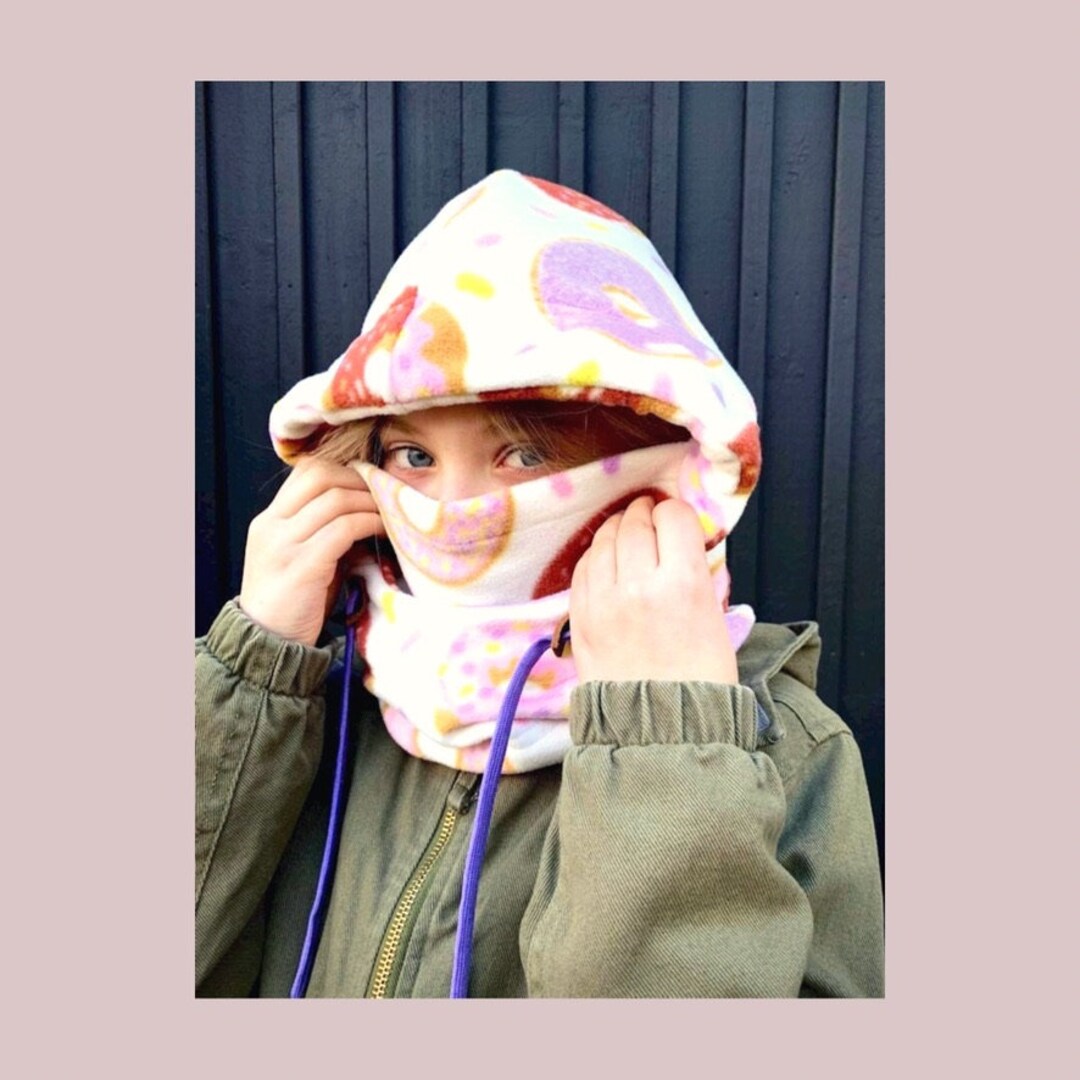 Snoodie Handmade Fleece Snood With a Hood Donuts White Fleece With ...