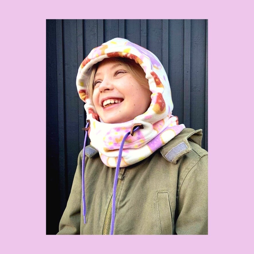 Snoodie Handmade Fleece Snood With a Hood Donuts White Fleece With ...