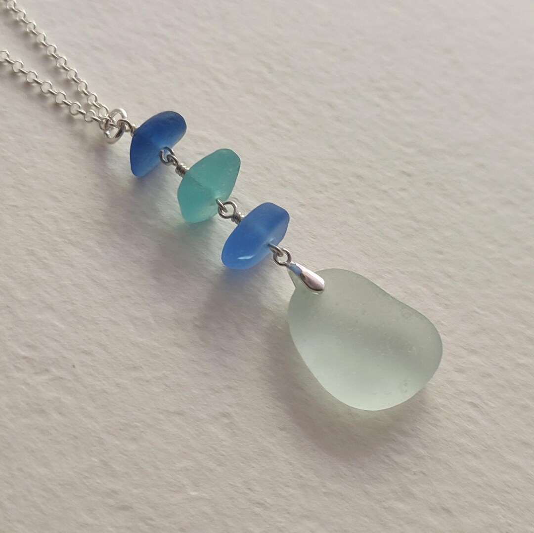 Long Sea Glass Pendant, Authentic Sea Glass , Special Glass Necklace ...