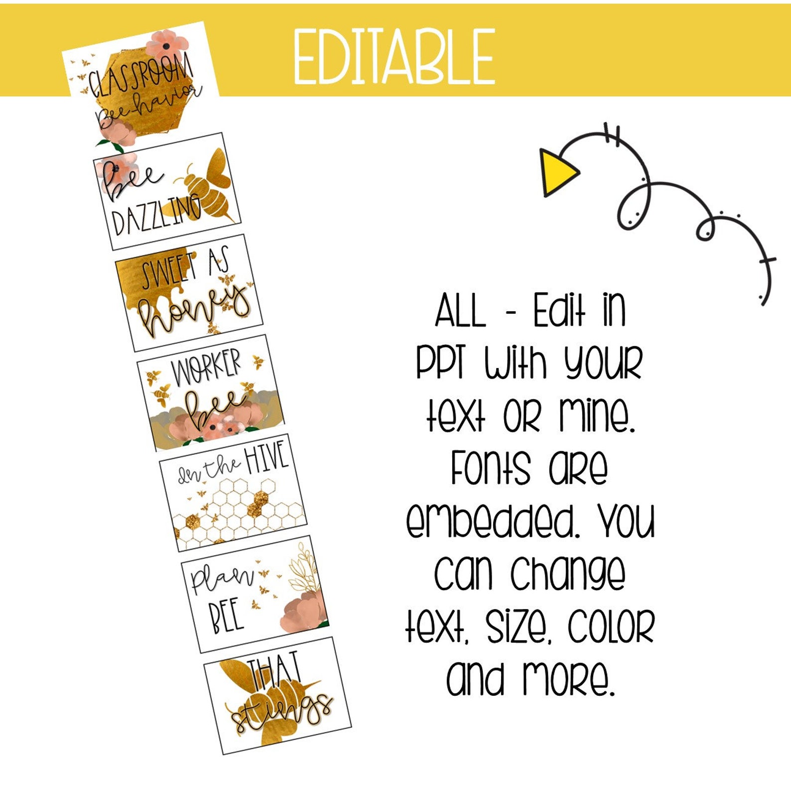 MEGA BOHO Bee Classroom Decor Bundle - Editable - Bee Decor - Etsy