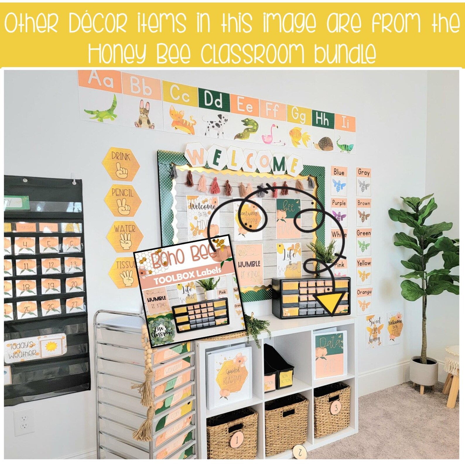 MEGA BOHO Bee Classroom Decor Bundle - Editable - Bee Decor - Etsy