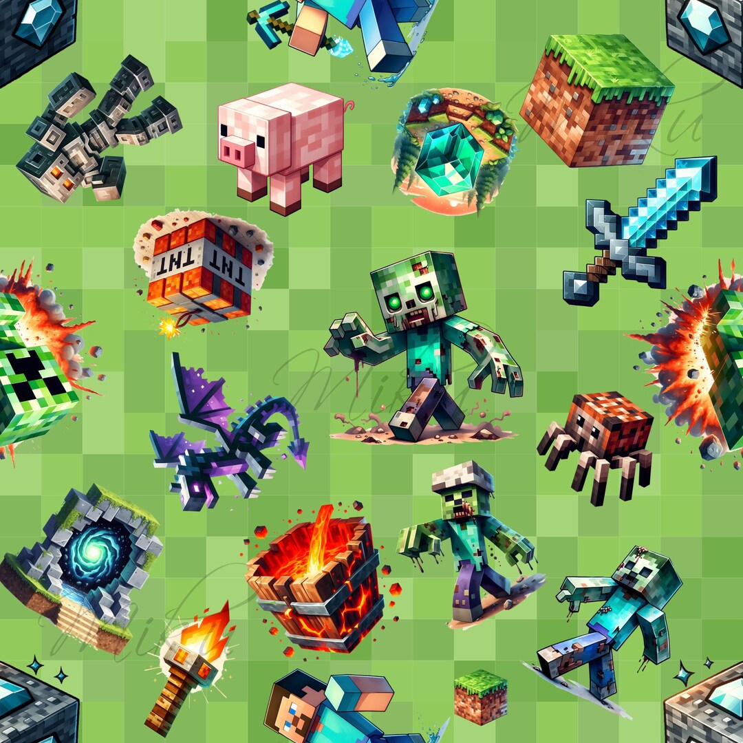 Minecraft Seamless Pattern Digital Download - Etsy