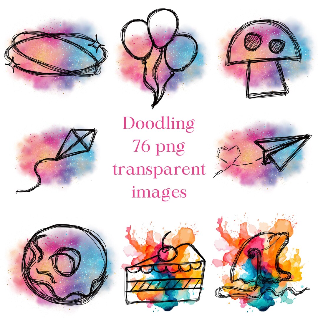 Doodling Png Transparent Bundle - Etsy