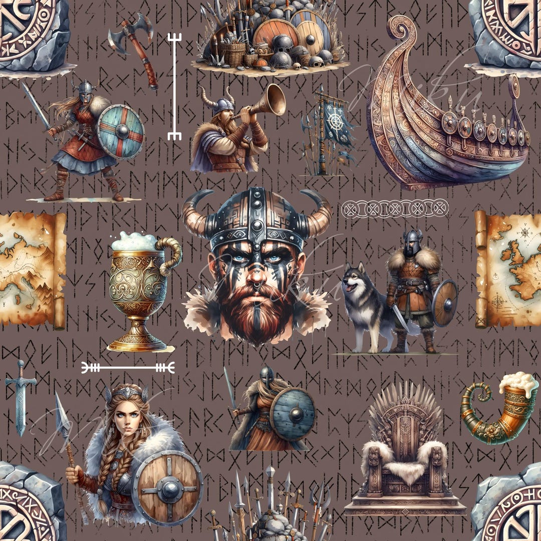 Vikings Seamless Pattern - Etsy