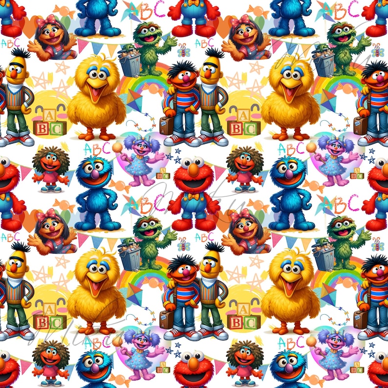Sesame Street Seamless Pattern - Etsy