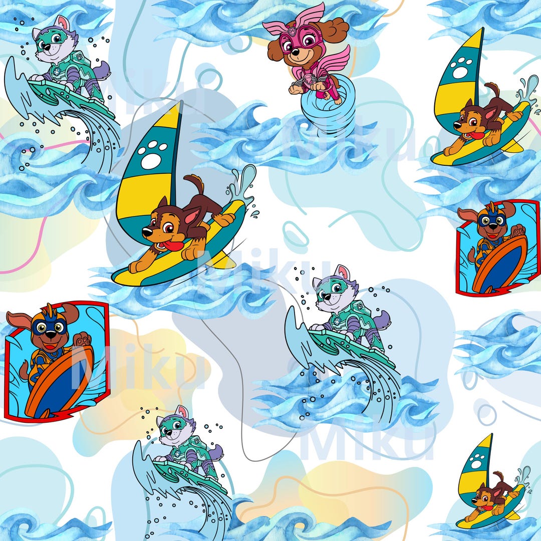 Paw Patrol Surfing Seamless - Etsy