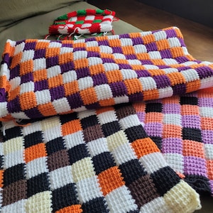 Classic Small Check Crochet Checkerboard Blanket Pattern - Etsy