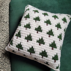 Repeating Fir Trees / Botanical Crochet Throw Pillow Downloadable ...
