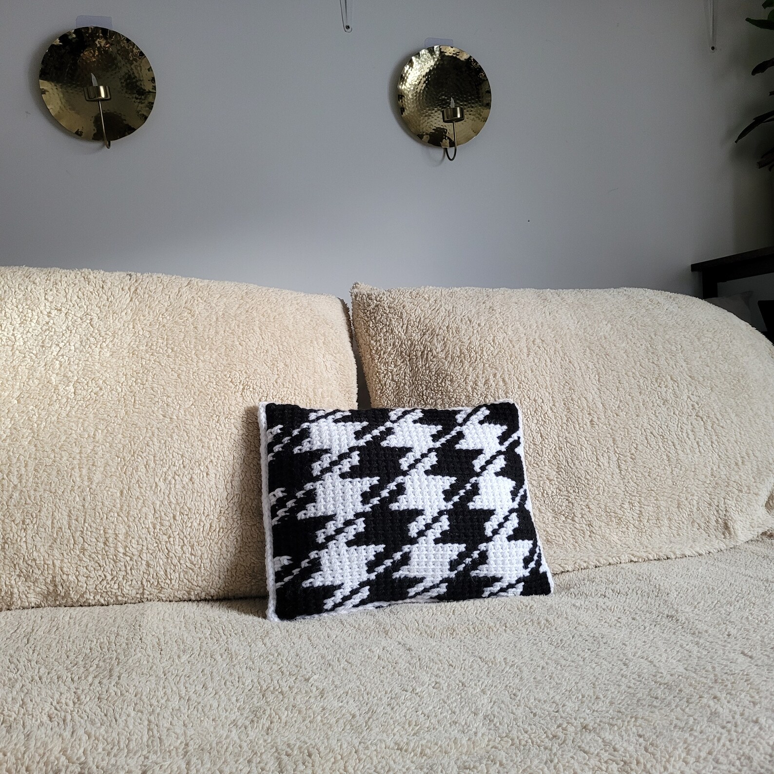 Houndstooth / Dog Tooth Tunisian Crochet Throw Pillow PDF Pattern - Etsy