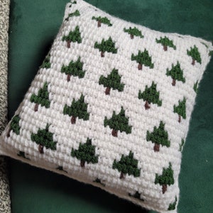 Repeating Fir Trees Matching Blanket and Pillow Crochet Pattern Multi ...