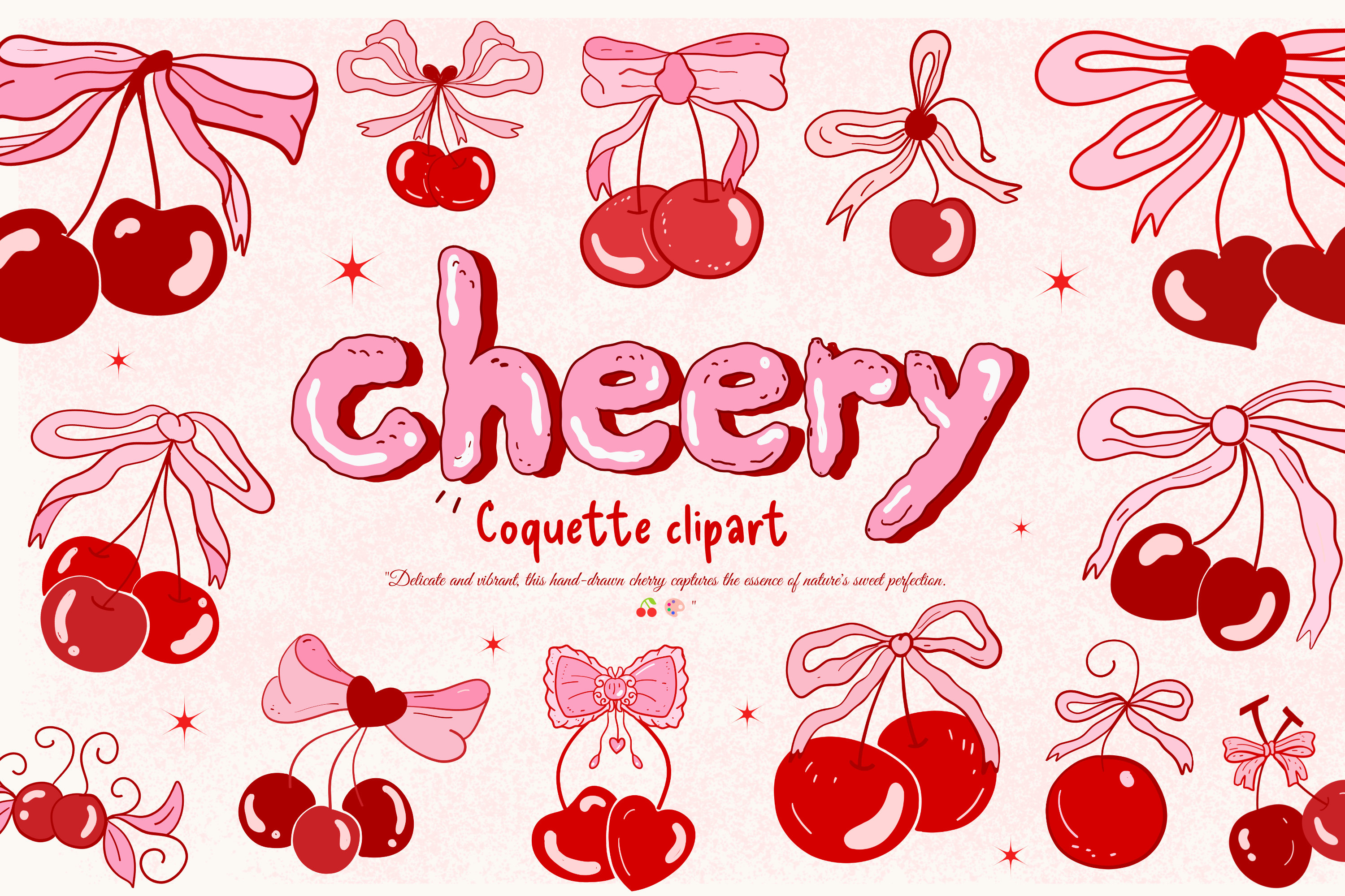 Coquette Cherry Clipart: Vintage Bow PNG, SVG (digital Download) - Etsy