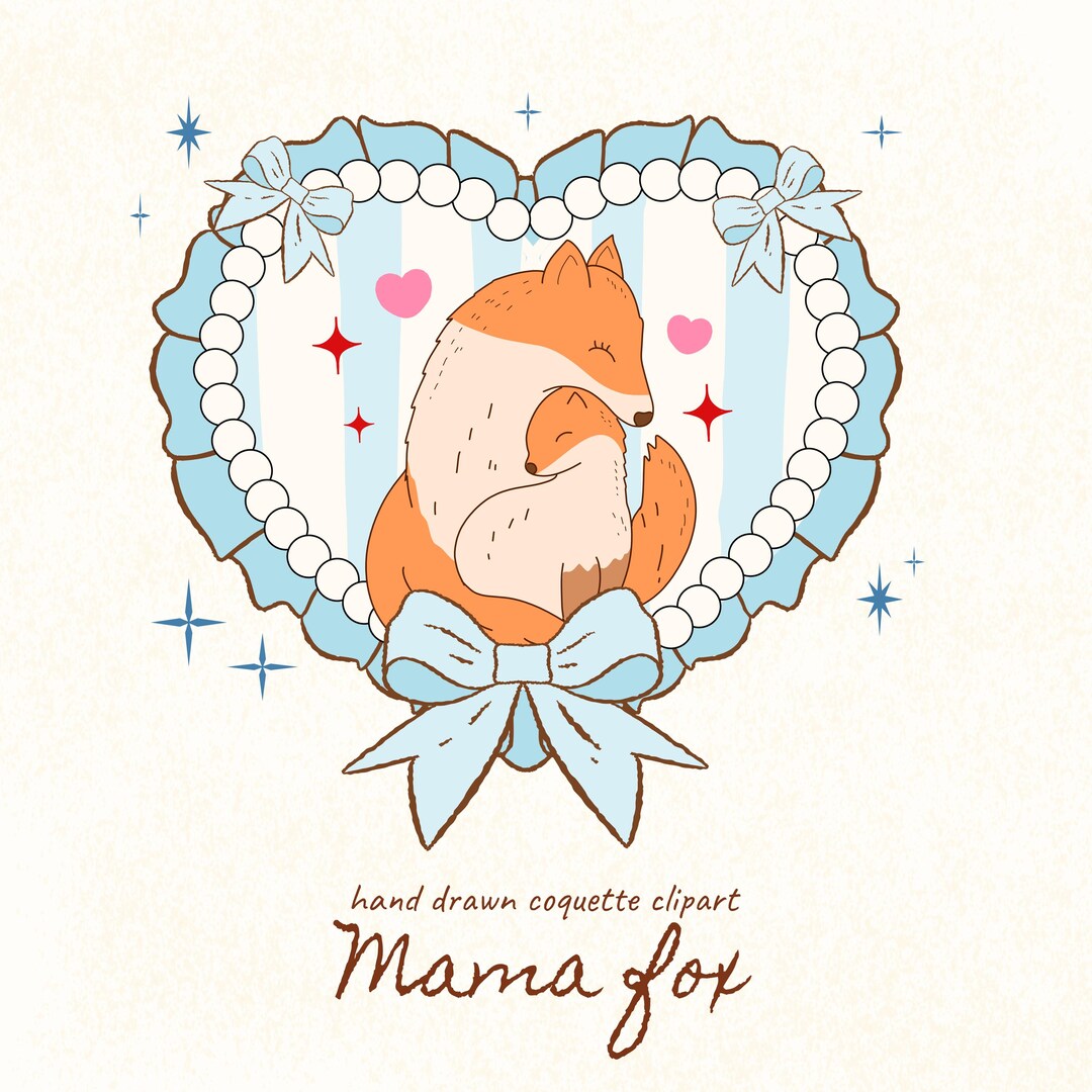 Mama Fox Clipart, MAMA FOX MOM in Heart Frame Png,mama Fox Sweater ...