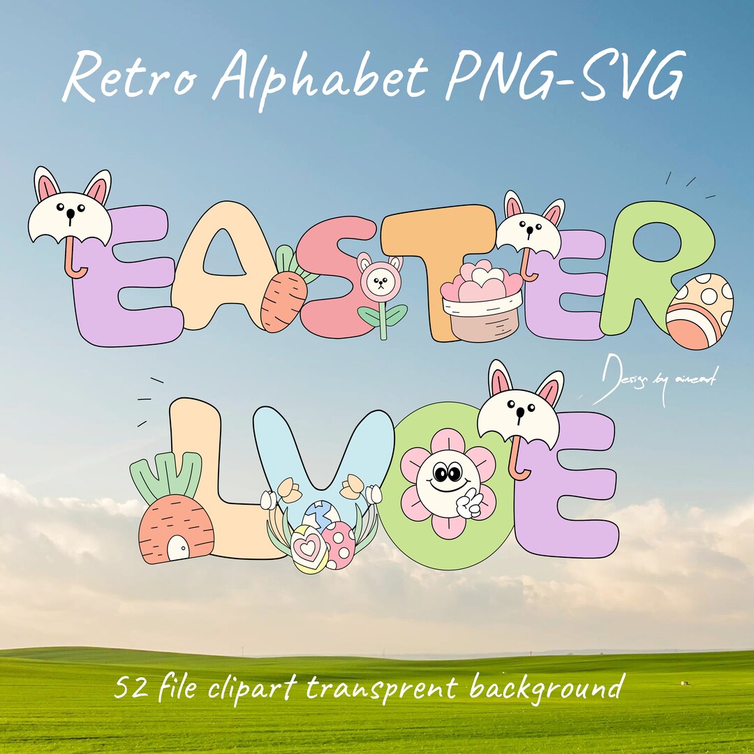 Retro Easter Alphabet: SVG, PNG Doodle Letters (digital Download) - Etsy