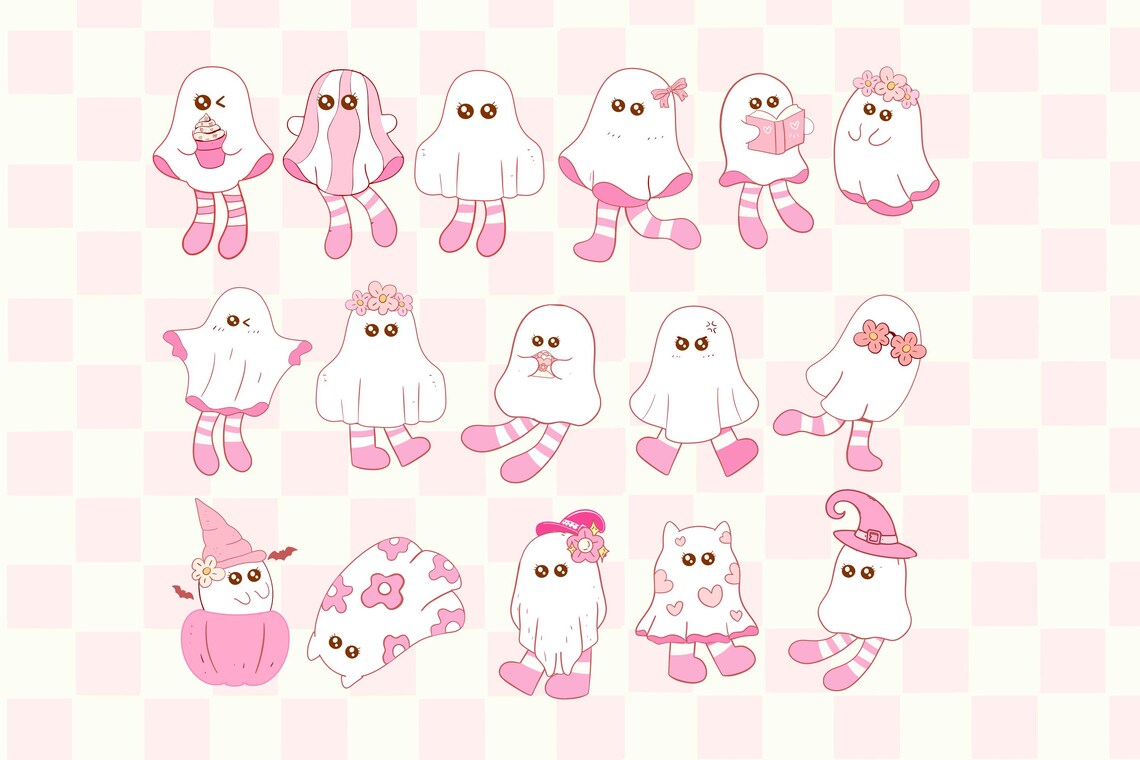 Pink Ghost Png, Groovy Halloween Clipart:, Cute Ghost Png, Halloween ...