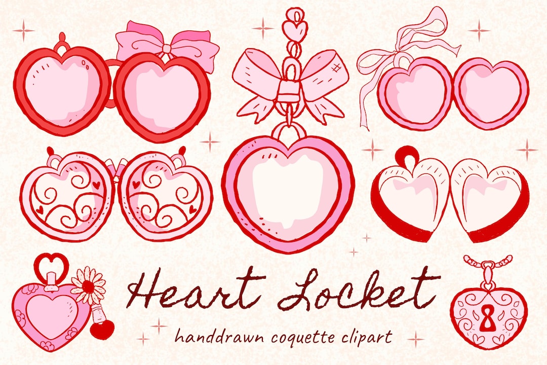 Hand Drawn Heart Locket Png,coquette Clipart, Vintage Locket,heart ...