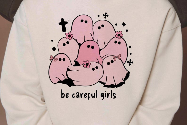 Ghost Halloween Png, Vintage Ghost Svg, Ghosts With Flowers , Pink ...