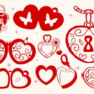 Heart Locket Svg,coquette Clipart, Vintage Locket, Heart Locket Bundle ...