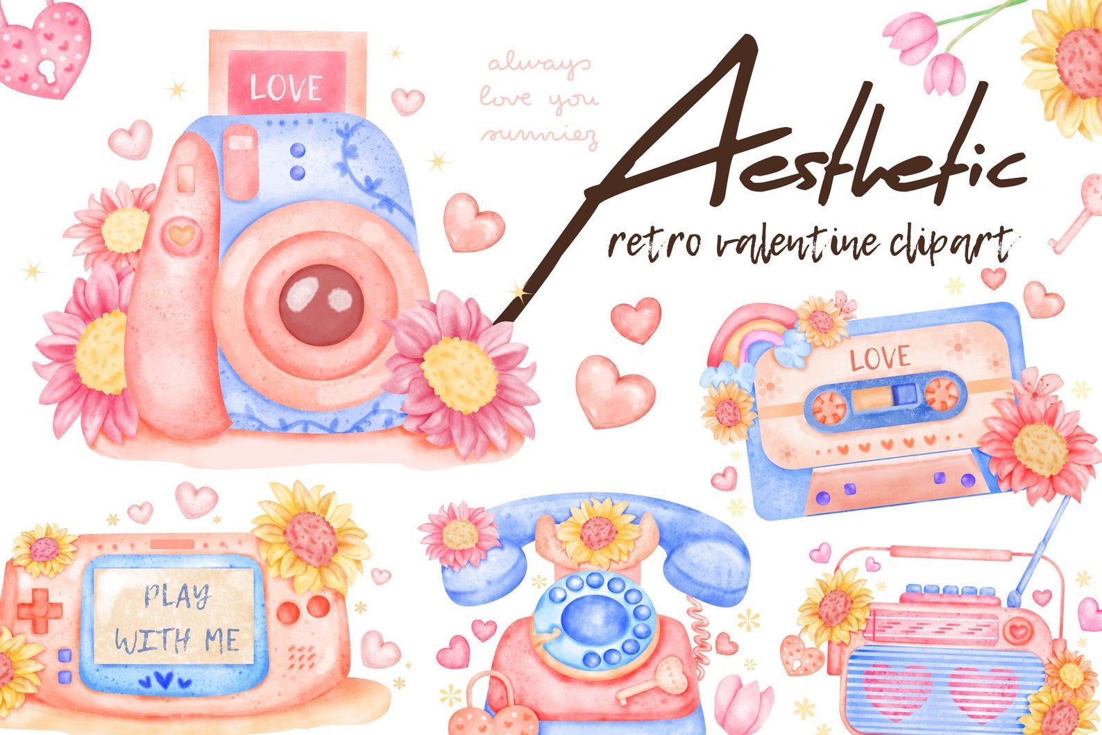 Retro Valentine Png Clipart Watercolor, , Valentines Day Png, Love ...