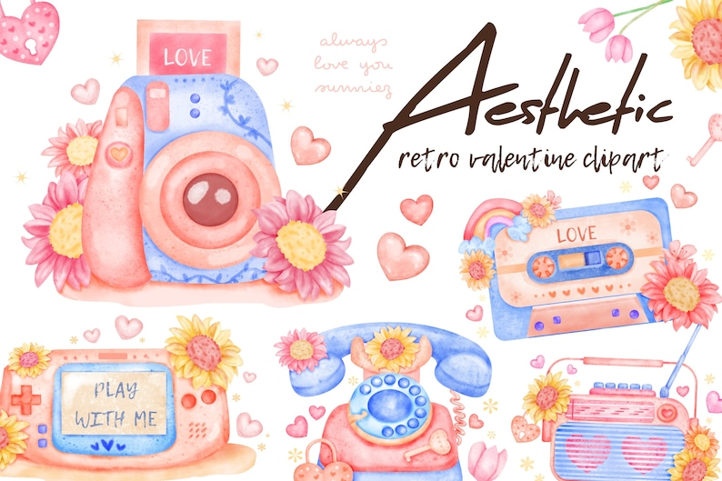 Retro Valentine Png Clipart Watercolor, , Valentines Day Png, Love ...