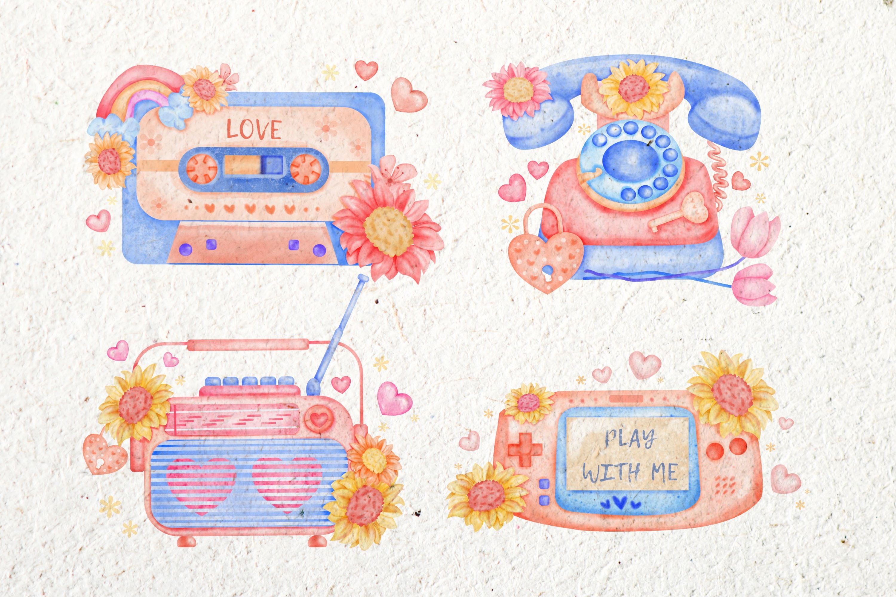 Retro Valentine Png Clipart Watercolor, , Valentines Day Png, Love ...