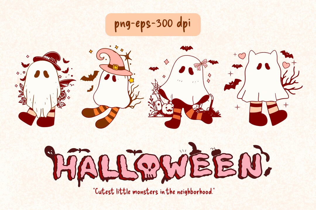 Groovy Halloween Clipart, Cute Spooky Ghost Png, Cute Ghost , Spooky ...