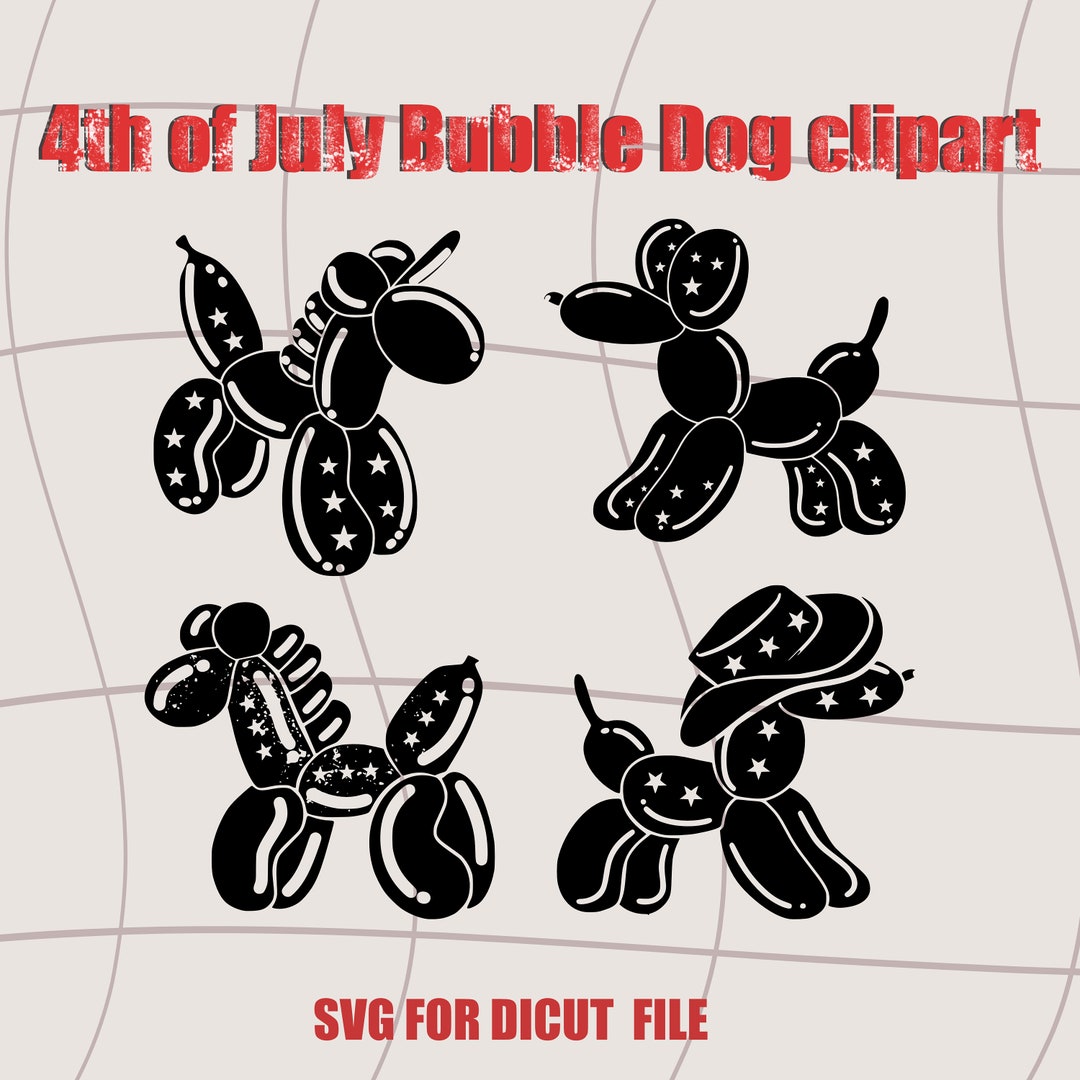 Balloon Dog 4th of July Svg Clipart, Groovy Clipart, Independent Day ...