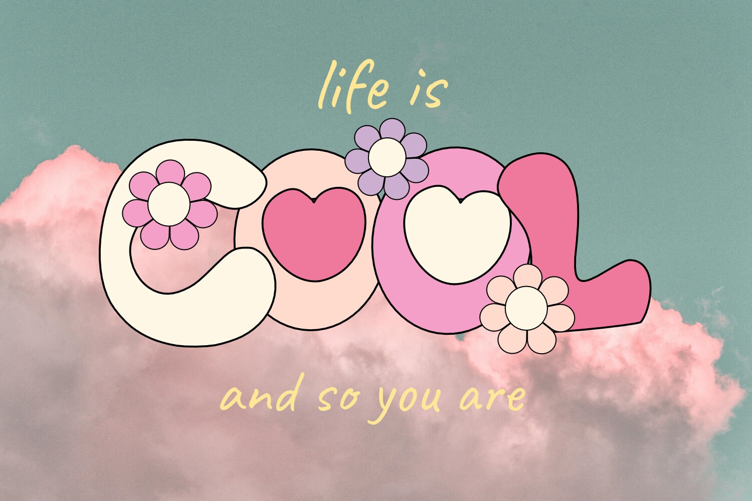 Retro Alphabet, Retro Pastel Alphabet Clipart, Groovy Retro Flower Font ...