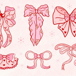 Pink Bow Coquette Clipart, Vintage Ribbon Png, Pink Bow Clipart, Retro ...