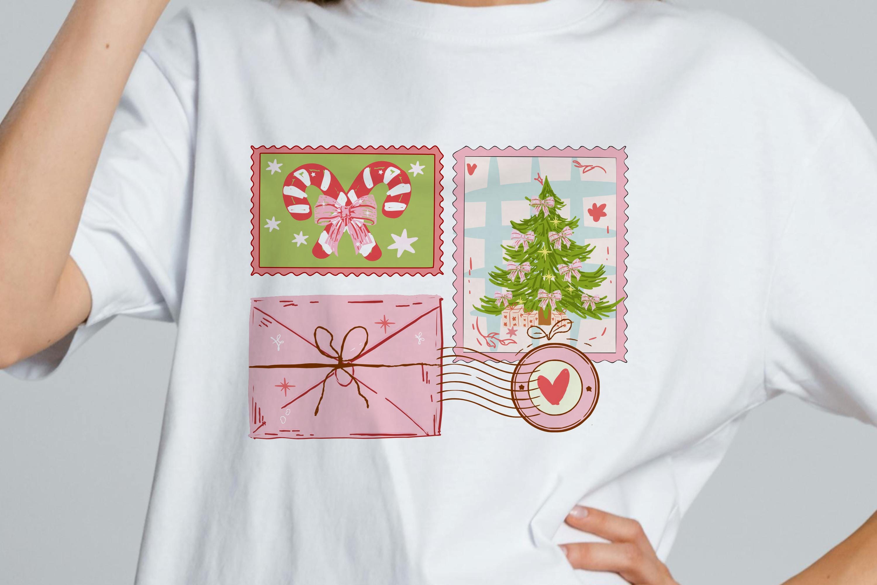 Hand-drawn Bookish Christmas Stamps: Santa & Tree PNG Clipart (digital ...