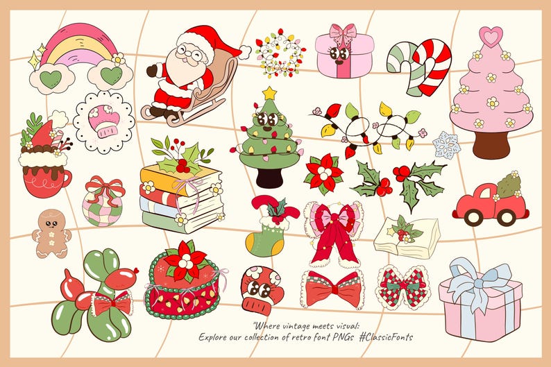 Groovy Christmas Clipart, Retro Christmas Png Clipart ,hippie Flowers ...