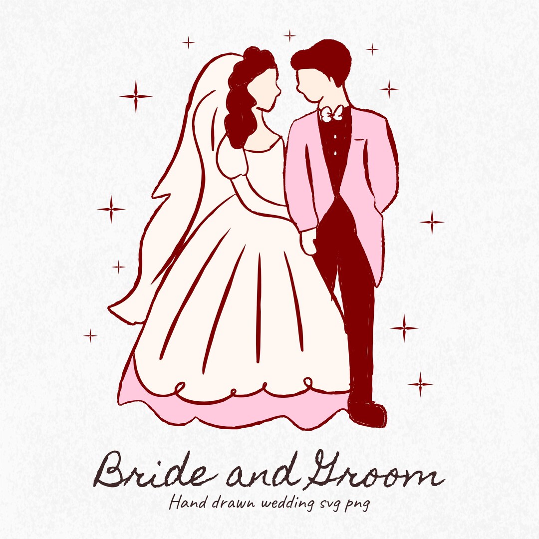 Whimsical Bride and Groom SVG: Wedding Clipart, Icons (digital Download ...