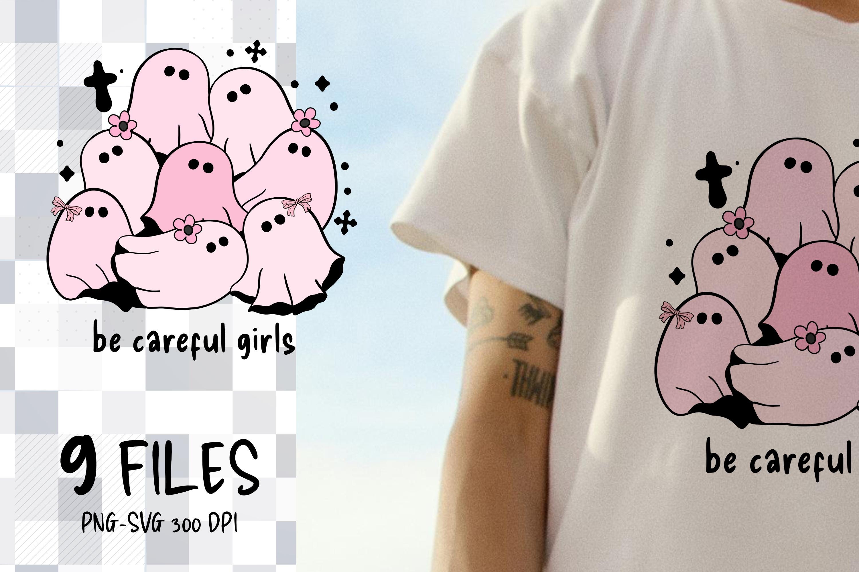 Cute Halloween Ghosts Svg, Vintage Ghost Svg, Ghosts With Flowers ...