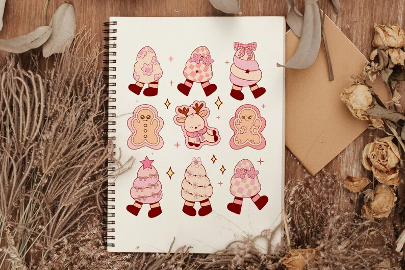 Coquette Pink Christmas Png, Retro Pink Christmas Clipart, Groovy ...