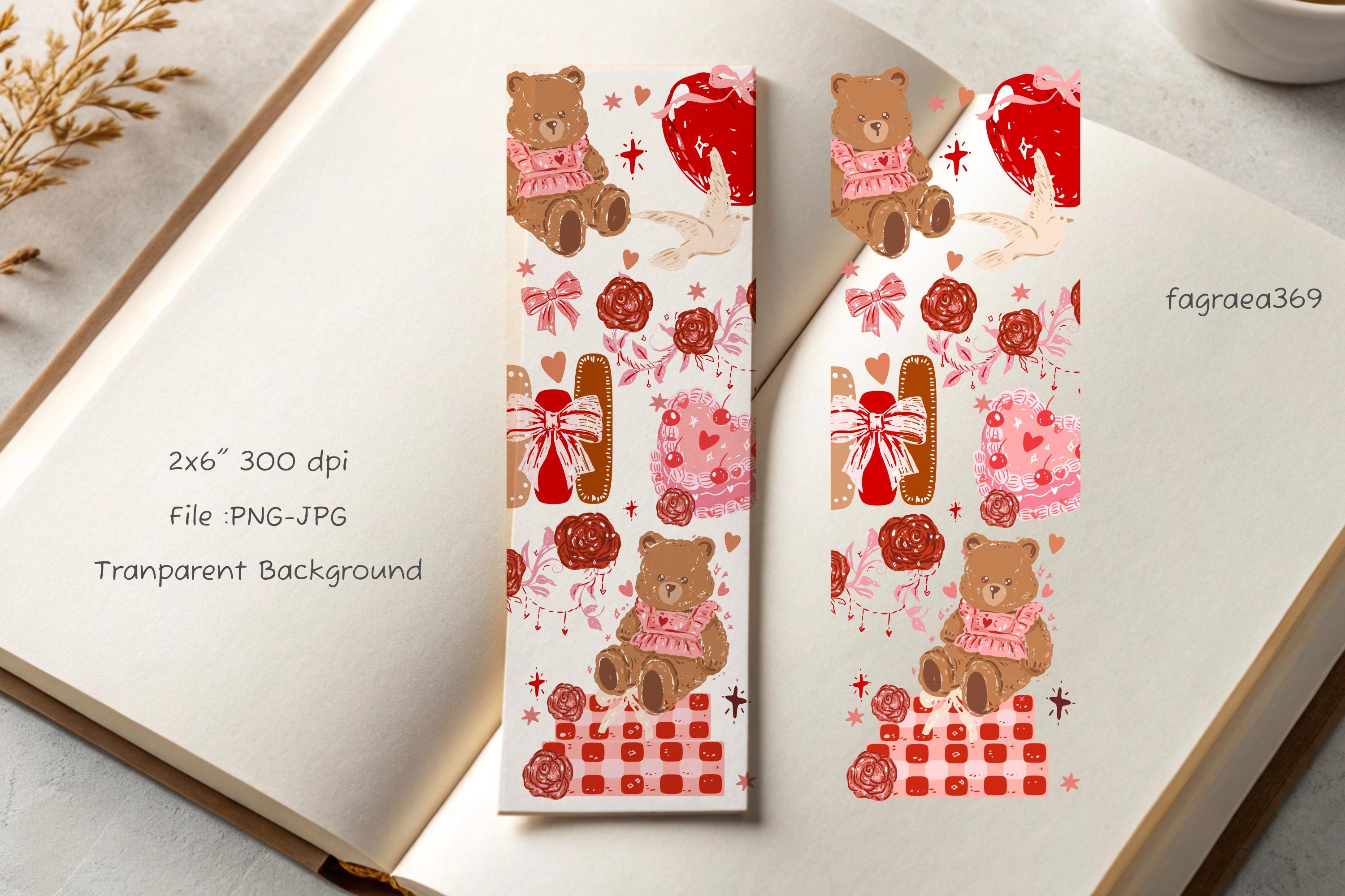 Teddy Bear Bookmark Design, Girly Reading Accessory (PNG Digital ...