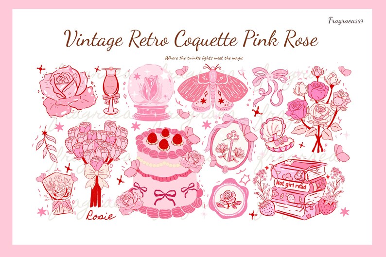 Coquette Pink Rose Glass Can Wrap: UV DTF PNG (digital Download ...