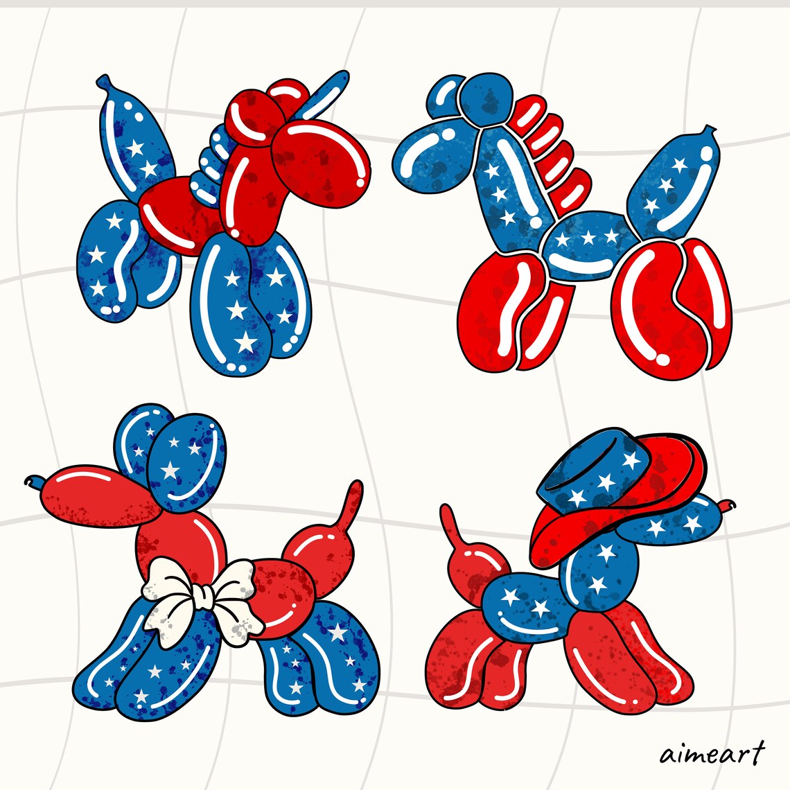 Retro 4TH OF JULY Clipart, Groovy Balloon Dog 4th of July Svg ...