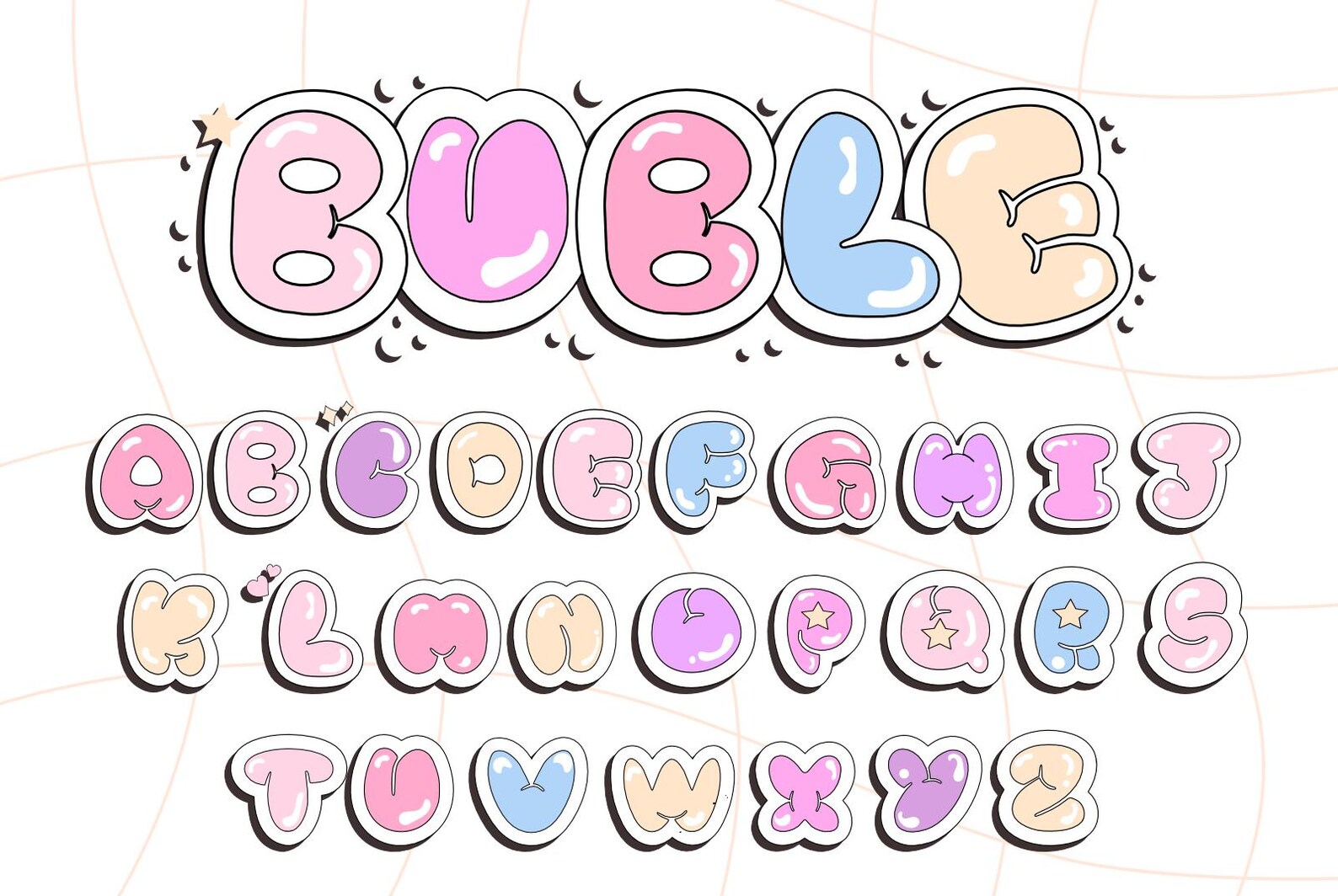 Bubble Font Png , Retro Groovy Alphabet, Balloon Font, Pastel Retro ...