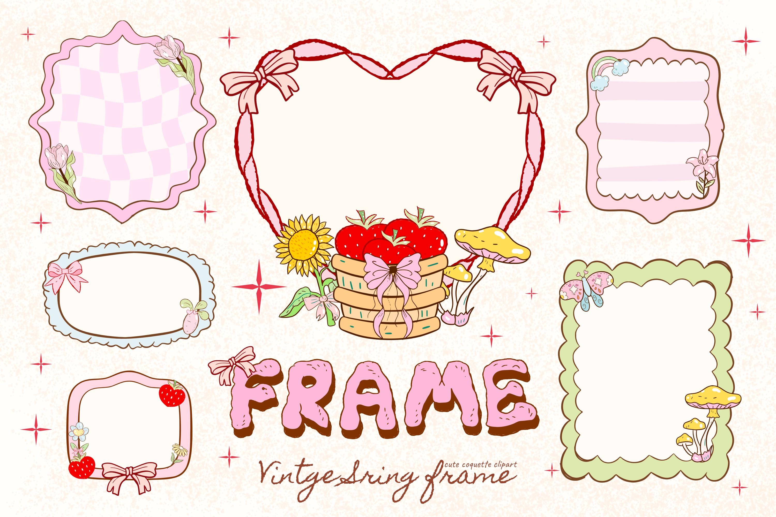 Hand Drawn Heart Frame SVG: Coquette Ribbon Clipart (digital Download ...