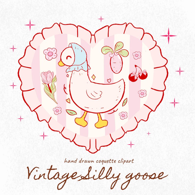 Silly Goose SVG Clipart,vintage Coquette Goose Easter,groovy Goose ...