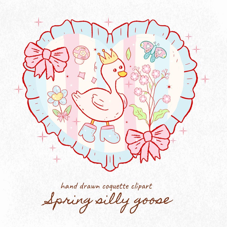 Silly Goose SVG Clipart,vintage Coquette Goose Easter,groovy Goose ...