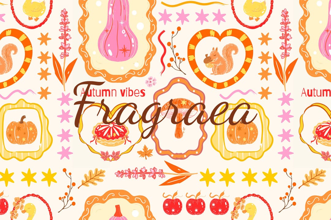 Whimsical Fall Pattern, Coquette PNG, Pumpkin Spice Wallpaper (digital ...