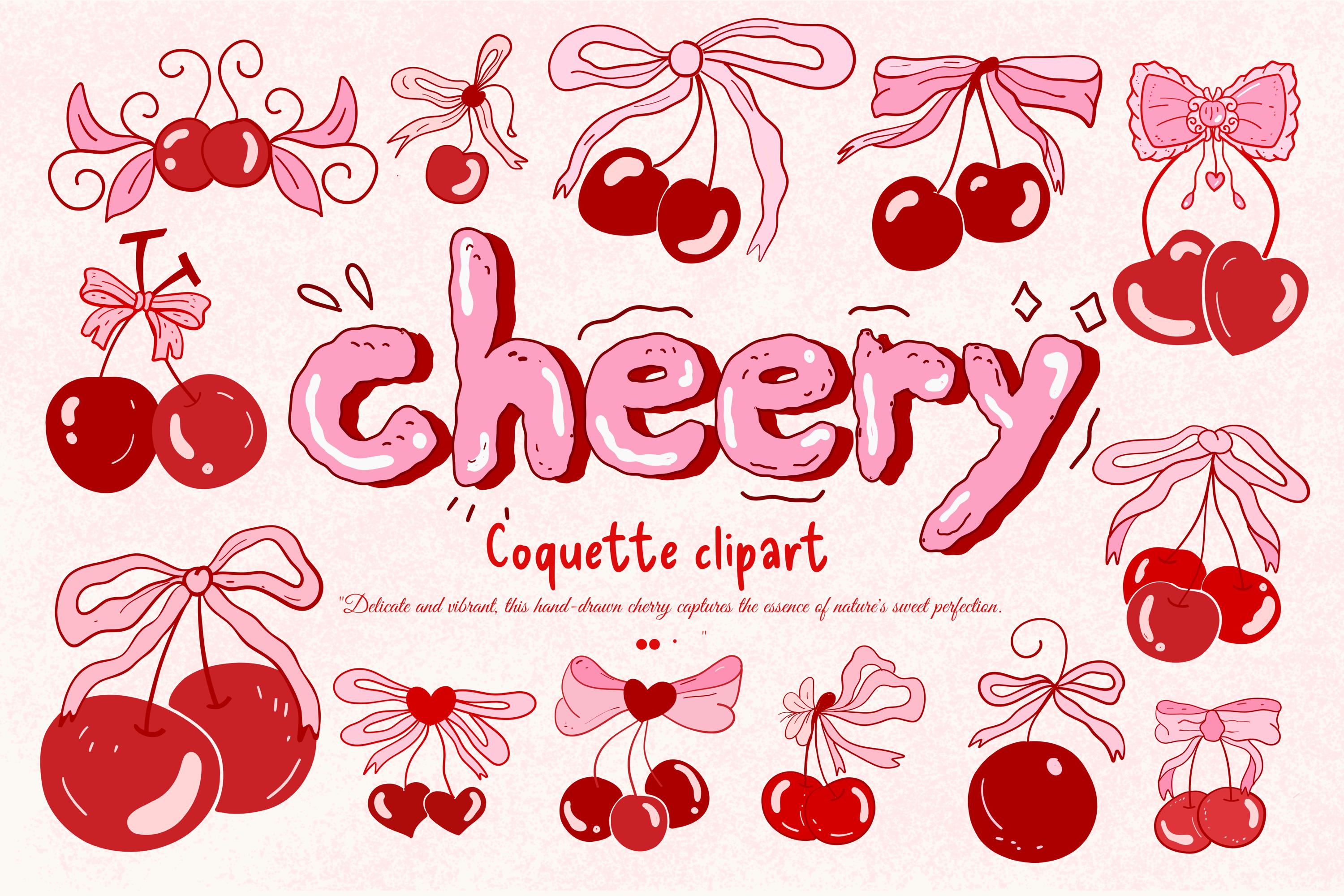 Coquette Clipart Bundle: Pink Cherry, Bows, Cake (PNG, SVG) - Etsy
