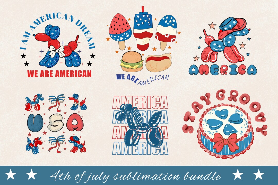 Retro 4TH OF JULY Bundle Clipart, Groovy Hippie 4th of July Svg ...
