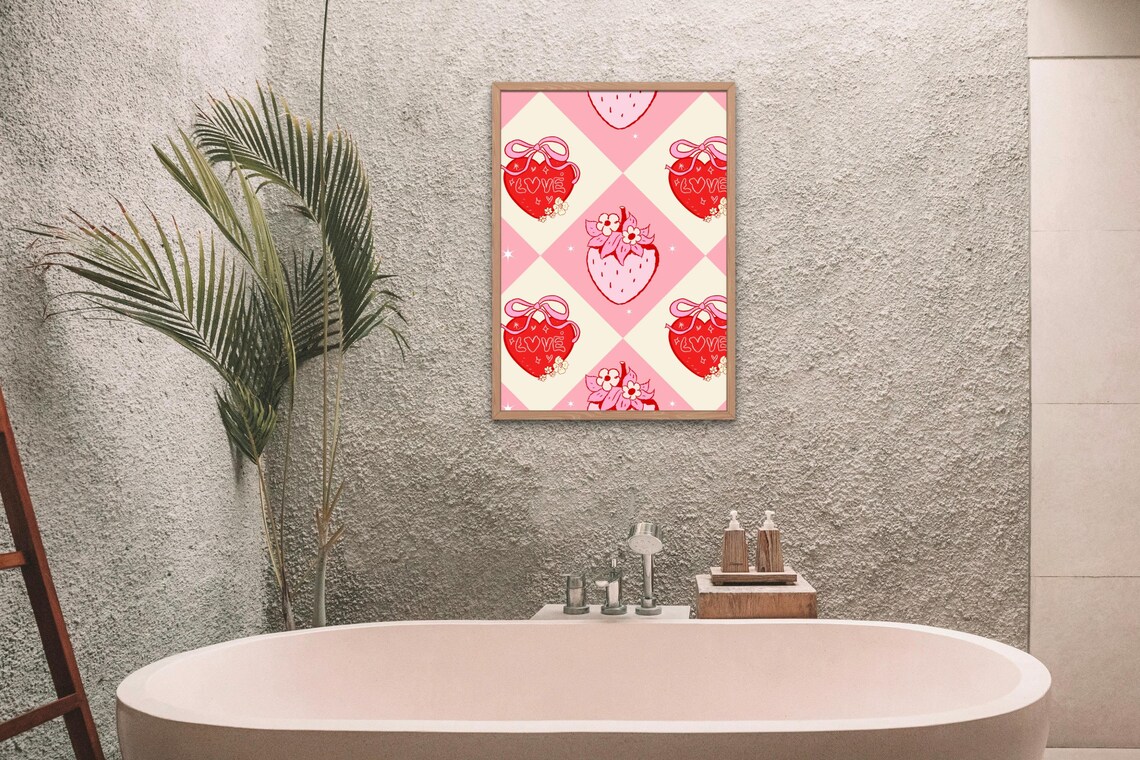 Retro Strawberry Pattern Seamless, Vintage Valentines Seamless, Hand ...