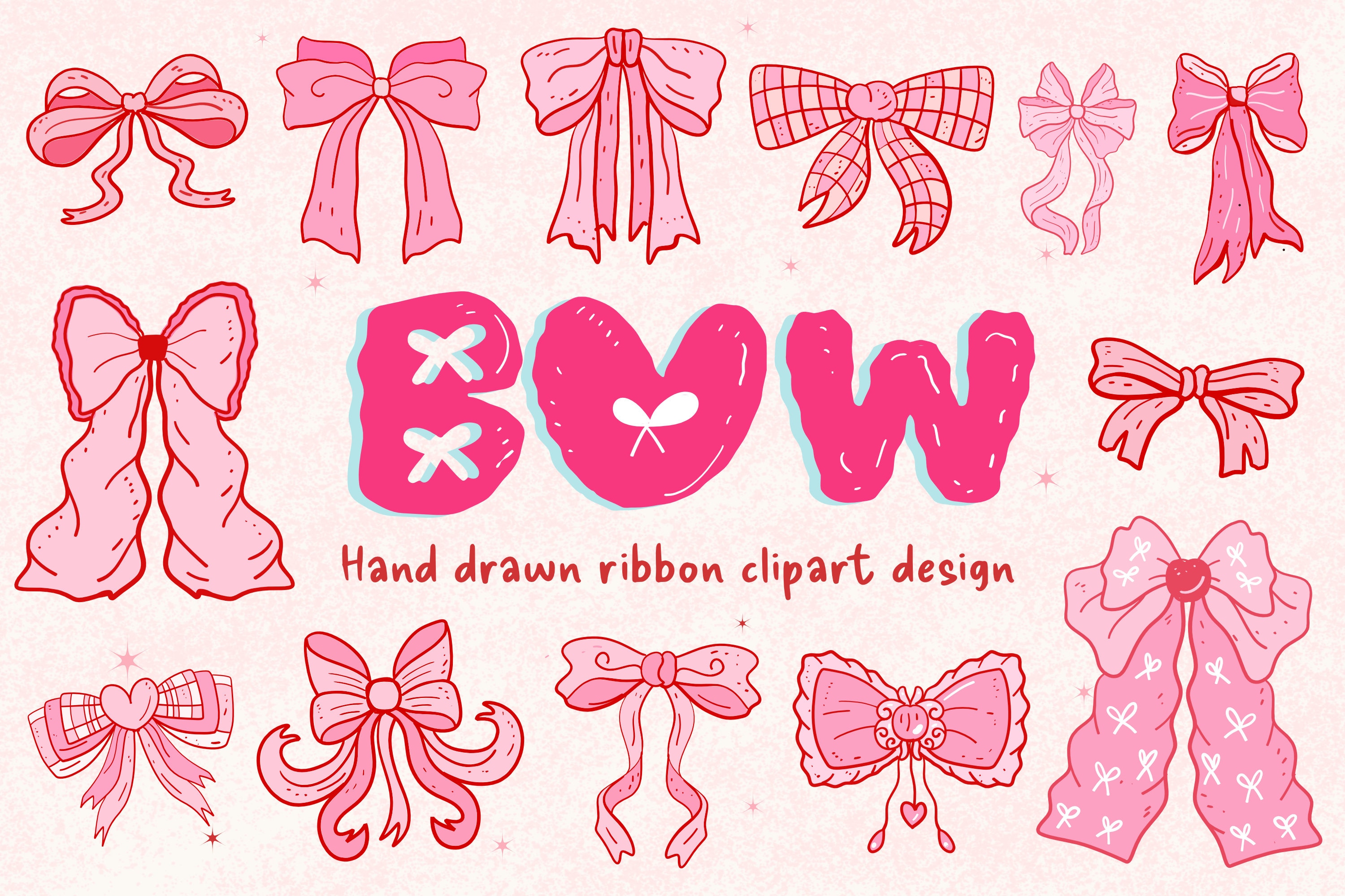 Pink Bow Coquette Clipart, Vintage Ribbon Png, Pink Bow Clipart, Retro ...
