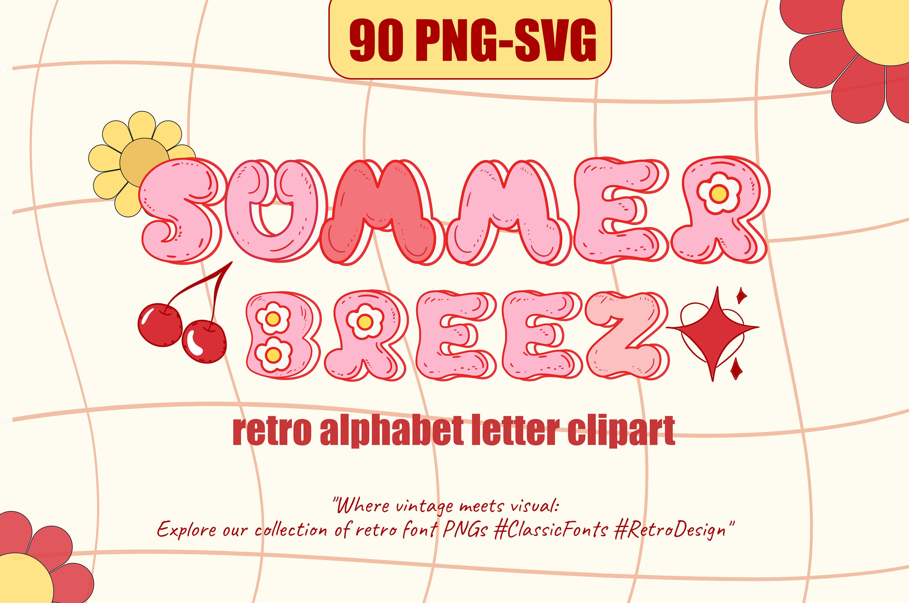 Retro Pastel Alphabet Clipart: Groovy PNG Letters (digital Download) - Etsy